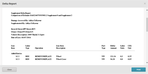 View Supplement Delta Report